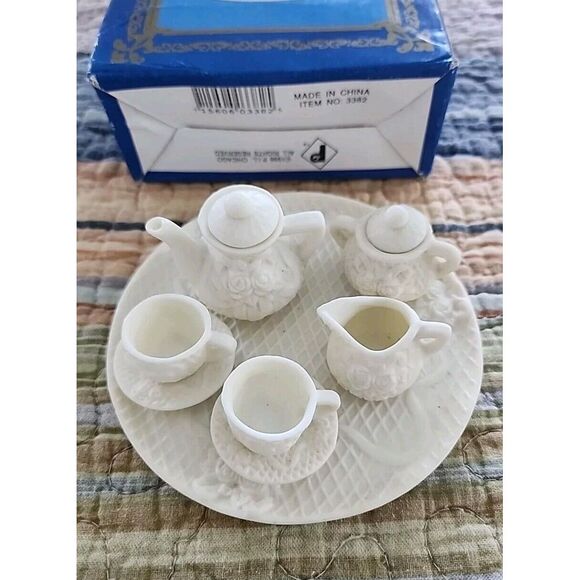 Kitchen | Vintage Mini White Floral Victorian Cottage Bisque Porcelain ...